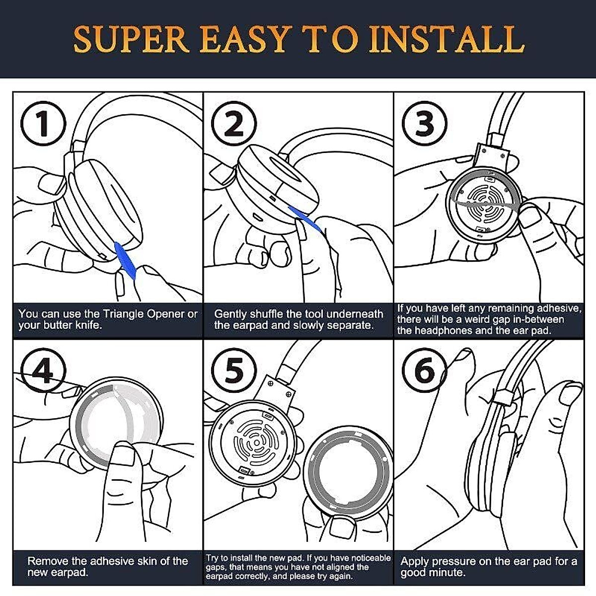 SOULWIT Professional Replacement Ear Pads for JBL E35 E45 E45BT Bluetooth Wireless Headphones, Earpads Cushions with Softer Protein Leather, Noise Isolation Foam (Black)