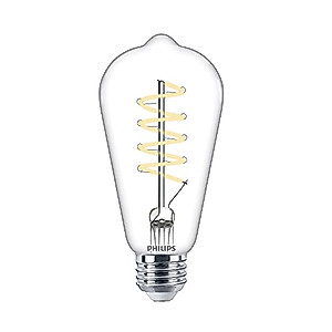 Philips LED Vintage Flicker-Free Clear Spiral ST19, Dimmable, Eyecomfort Technology, 500 Lumen, Soft White(2700K), 5.5W=60W, Title 20 Certified , E26 Base, 1-Pack (565838)