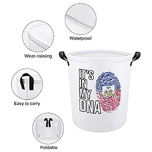 It's in My DNA Haiti Flag Large Laundry Basket Hamper Bag Washing with Handles for College Dorm Portable