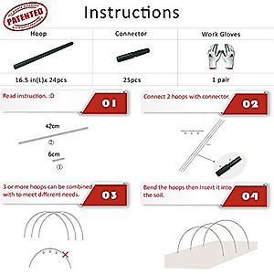 Gardzen DIY Hoops Grow Tunnel Mini Greenhouse, Garden Support Frame