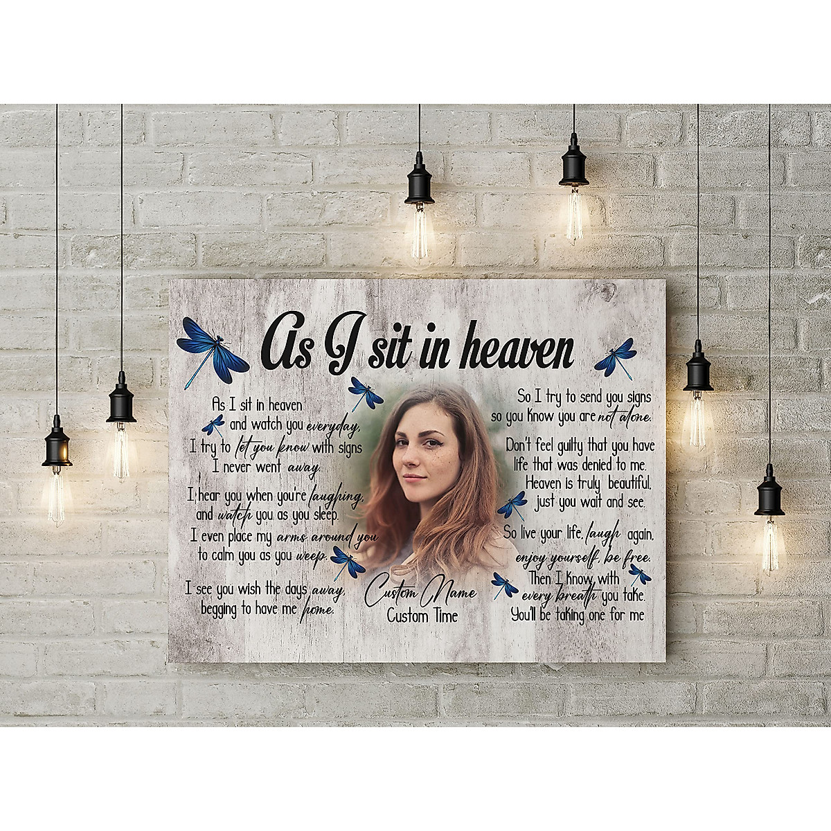 Personalized Memorial Gifts for Loss of Loved one, Sympathy Gift for Loss of Sister Daughter - As I Sit In Heaven - VTQ132 (16x12 inch)