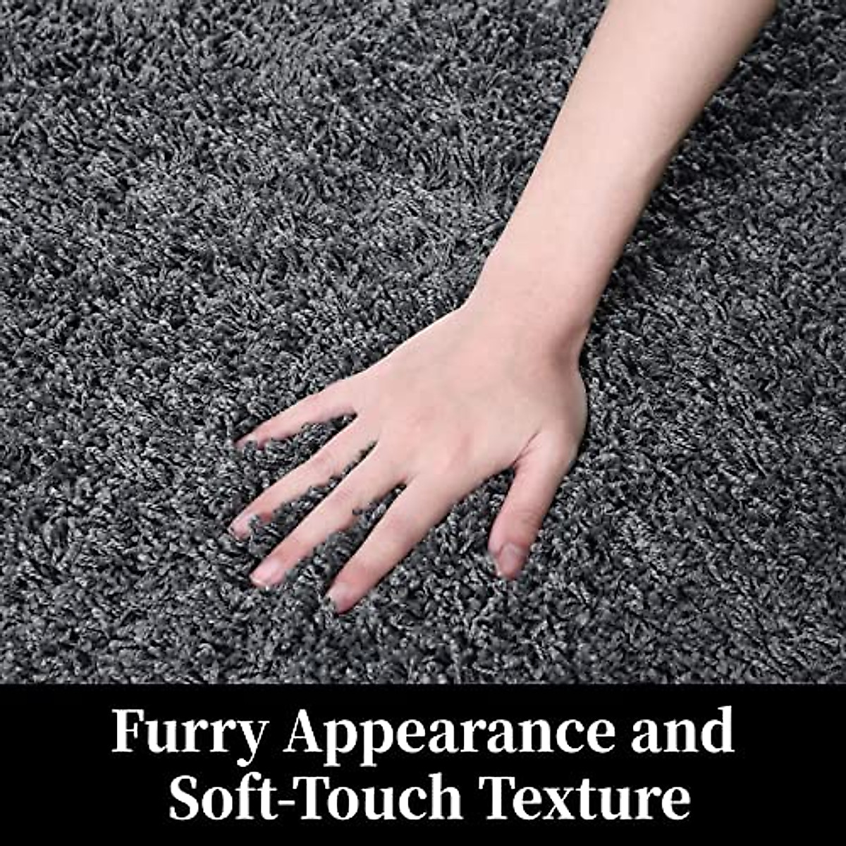 Zacoo Shag Area Rug 6x9 for Bedroom, Large Fluffy Comfy Area-Rug for Nursery Room Living Room Office Home Decor, Shed Resistant Anti Slip Rectangular Floor Carpet, Dark Gray, 6' x 9'