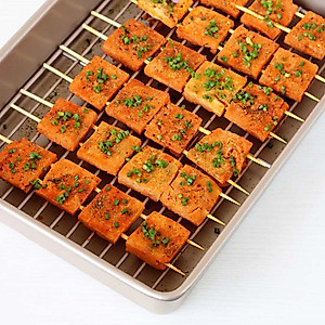 Turkey Roasting Pan with Rack for Ovens, Nonstick Rectangular Turkey Chicken Roaster Pan Baking Dish Broiler Pan Bakeware Heavy Duty Carbon Steel 13.6"