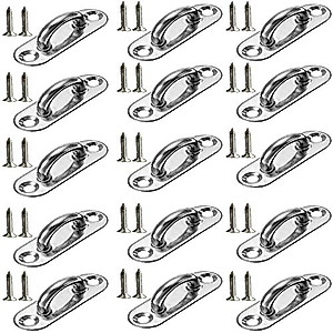 15 Pcs 1.8 Inch 304 Stainless Steel Ceiling Hooks Pad Eyes Plate Marine Hardware Hooks with Screws