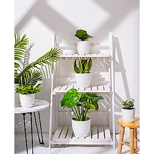 HOMENOTE Plastic Planter, 7/6/5.5/4.8/4.5 Inch Flower Pot Indoor Modern Decorative Pots for Plants with Drainage Hole and Tray for All House Plants, Succulents, Flowers, Cactus, White