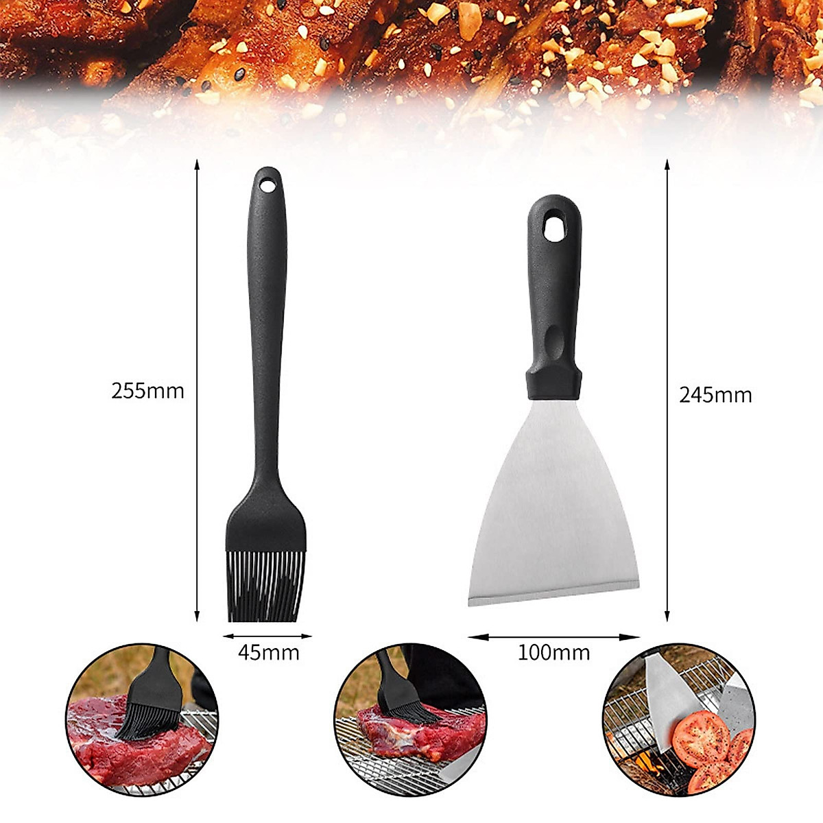 SEFAX Stainless Steel Grilling Kit, BBQ Tools Set, Grill Accessories with Storage Bag, Portable Grilling Utensil Kit, Suitable for Travel, Picnics, RVs, Camping, BBQs, Parties (Size : 14pcs)