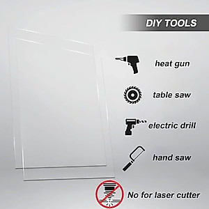 ToolinHand 2 Pack Clear Cast 12''×12" Acrylic/Plexiglass Sheets - Transparent 1/8” Thick (3mm) Square Panels Plastic Sheets for Picture Frames, Sign, Craft, Display Projects