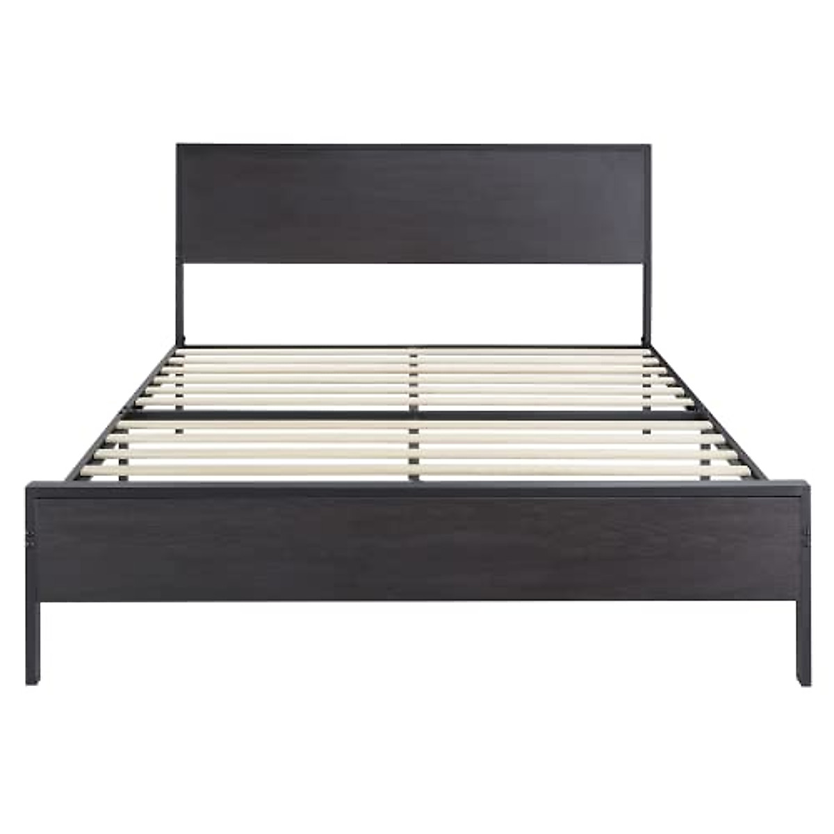 SHA CERLIN Full Bed Frame with Headboard, Heavy Duty Platform Bed with Under-Bed Storage, Solid Wood Slats & Metal Construction, No Box Spring Needed, Easy Assembly, Black Oak