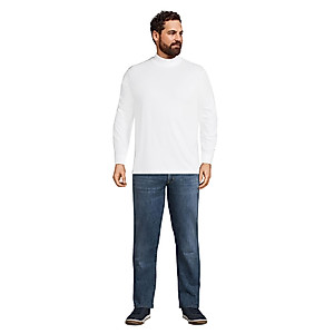 Lands' End Mens Long Sleeve Super-T Mockneck White Regular Medium