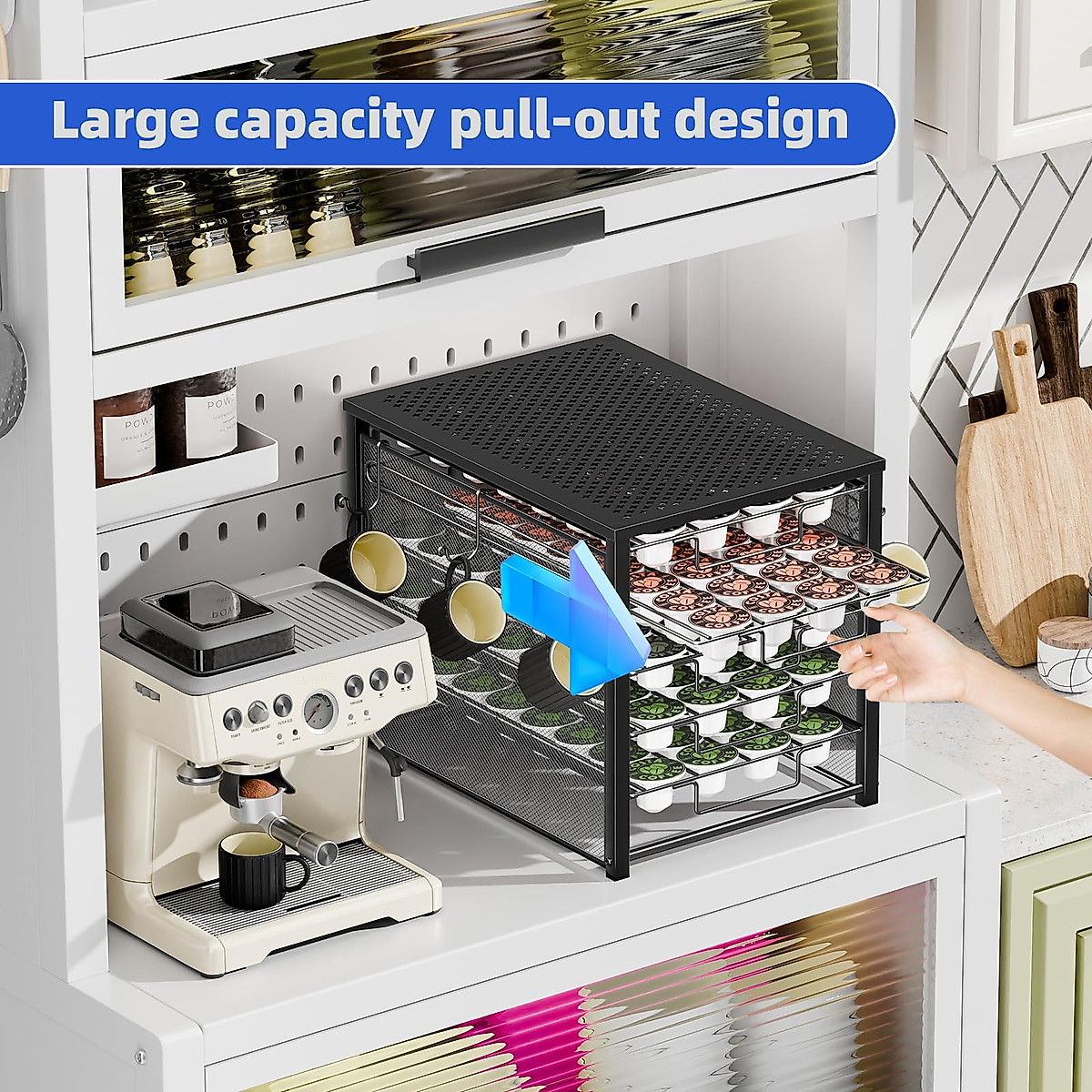 Simple Trending 5-Tier Coffee Pod Holder for K-Cup, 160 Pod Pack Capacity Rack, Metal, Black