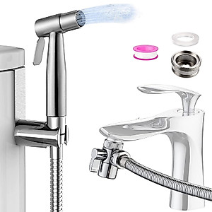 Bidet Toilet Sprayer, high Pressure Hose/Non-Leakage Stainless Steel Brushed Toilet Cleaner Wall for Women Washing, Baby Diaper Cleaner