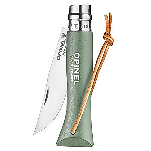 Opinel N°06 Pocket Folding Knife - Stainless Steel - Safety Ring (Green Sage)