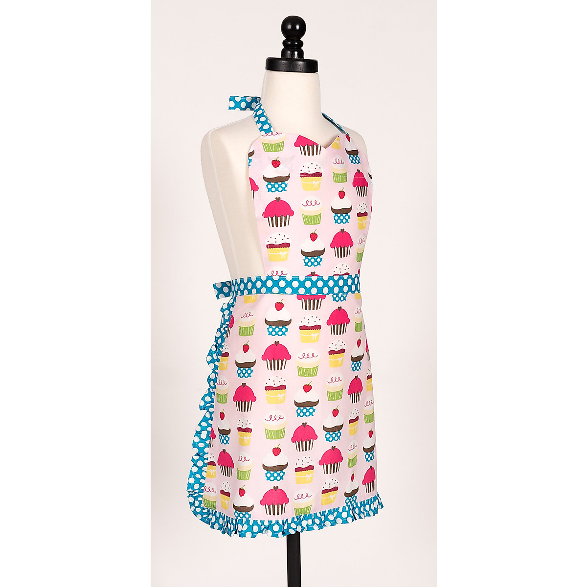 KAF Home Adult's Hostess Extra Long Ties – Adjustable Bib Cupcake Apron-Machine Wash-Used in Kitchen, Gardening, Multicolor