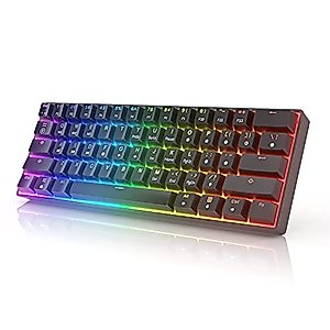 HK GAMING GK61 Mechanical Gaming Keyboard - 61 Keys Multi Color RGB Illuminated LED Backlit Wired Programmable for PC/Mac Gamer Tactile (Gateron Optical Brown)