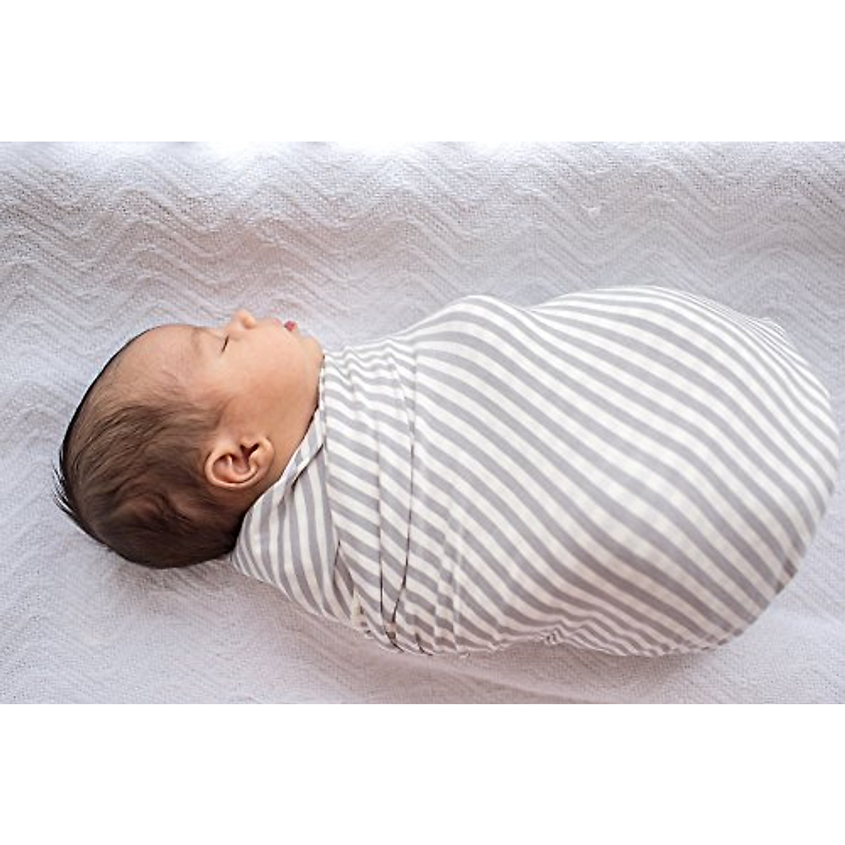Large Premium Knit Baby Swaddle Receiving Blanket Grey and White "Everest" by Copper Pearl