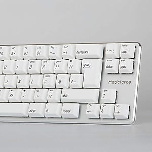 Qisan Mechanical Gaming Keyboard PBT Keycaps Gateron Blue Switch Mini 69 Keys(60%) Wired Keyboard with White Backlit UK QWERTY Layout Gaming Keyboard for Gaming Office