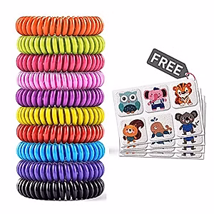 Mosquito Bracelet 20 Pack with 4 Patches, Waterproof Bug Repellent Wrist Bands, Fit for Kids & Adults, Natural Ingredients and Deet-Free,pest Control, Safe Indoor Outdoor Protection