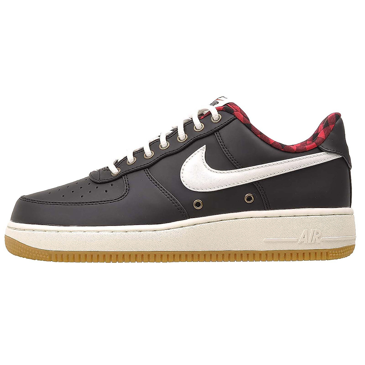 Nike Men's Air Force 1 LV8 Black/Action Red/Gum Light Brown/Sail Leather Basketball Shoes 11.5 M US