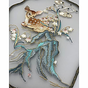 PHONME Chinese Embroidered Hand Fan Hand Fan Folding Hand Fan Antique Fan Summer Female Chinese Style Hanfu Cheongsam Ancient Costume Embroidery Small Fan Vintage Style