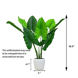 25" Fake Plant in White Pot - Fake Plant Indoor House Plant Artificial Palm Plant in Geometrically Designed for Home, Bedroom, Garden, Office Large Faux Plant for House Decor