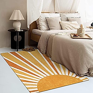 Lahome Boho Sun Print Area Rug - 3x5 Small Washable Rug Modern Abstract Non-Slip Accent Distressed Throw Rugs Floor Carpet for Bedrooms Living Laundry Room entryway Rug (3'x5', Rainbow Sun)