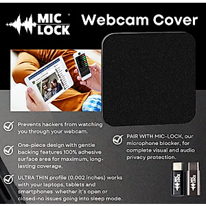 Webcam Cover Black 6 Pack, NanoTech Reusable Adhesive Protection and Security for Laptops, Smartphones, Tablets, Desktop - Works Safely on Any Electronics Surface - Protect Your Privacy