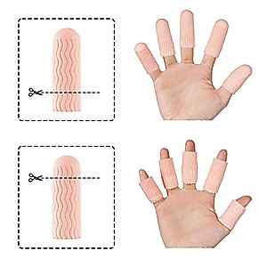 tifanso 12 PCS Finger Cots - Finger Protectors Gel Finger Gloves Covers Fingertip Sleeves Guards for Cracked Skin, Trigger Finger and More, Large Size