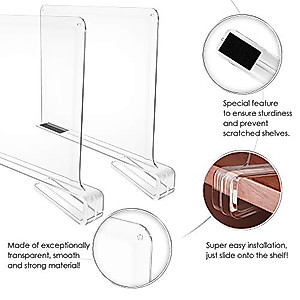 Elavain Heavy Duty Clear Shelf Dividers Closet Organizer | Closet Storage Shelf Organizer | Perfect Home Organization, Closet Organization, Craft Storage Shelves, Clothes Separator | Pack of 4