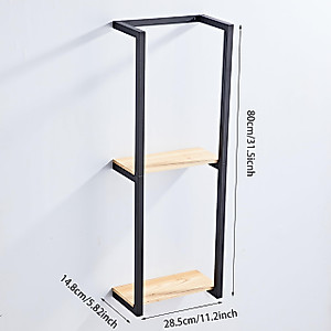 Bathroom Towel Rack with Shelves - Wall-Mounted Storage Holder for Towels & Essentials | Elegant Metal & Wood Design for Modern Bathrooms