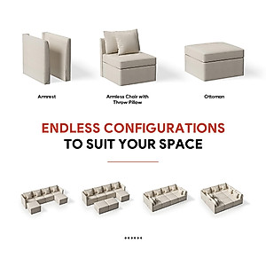 VONLUCE Ottoman Module for Modular Sectional Sofa Couch, 27" x 27" x 18" Square Ottoman Footrest Seat Cube with Storage, Customizable Configuration Lounge Chaise for Living Rooms, Bedrooms, Beige