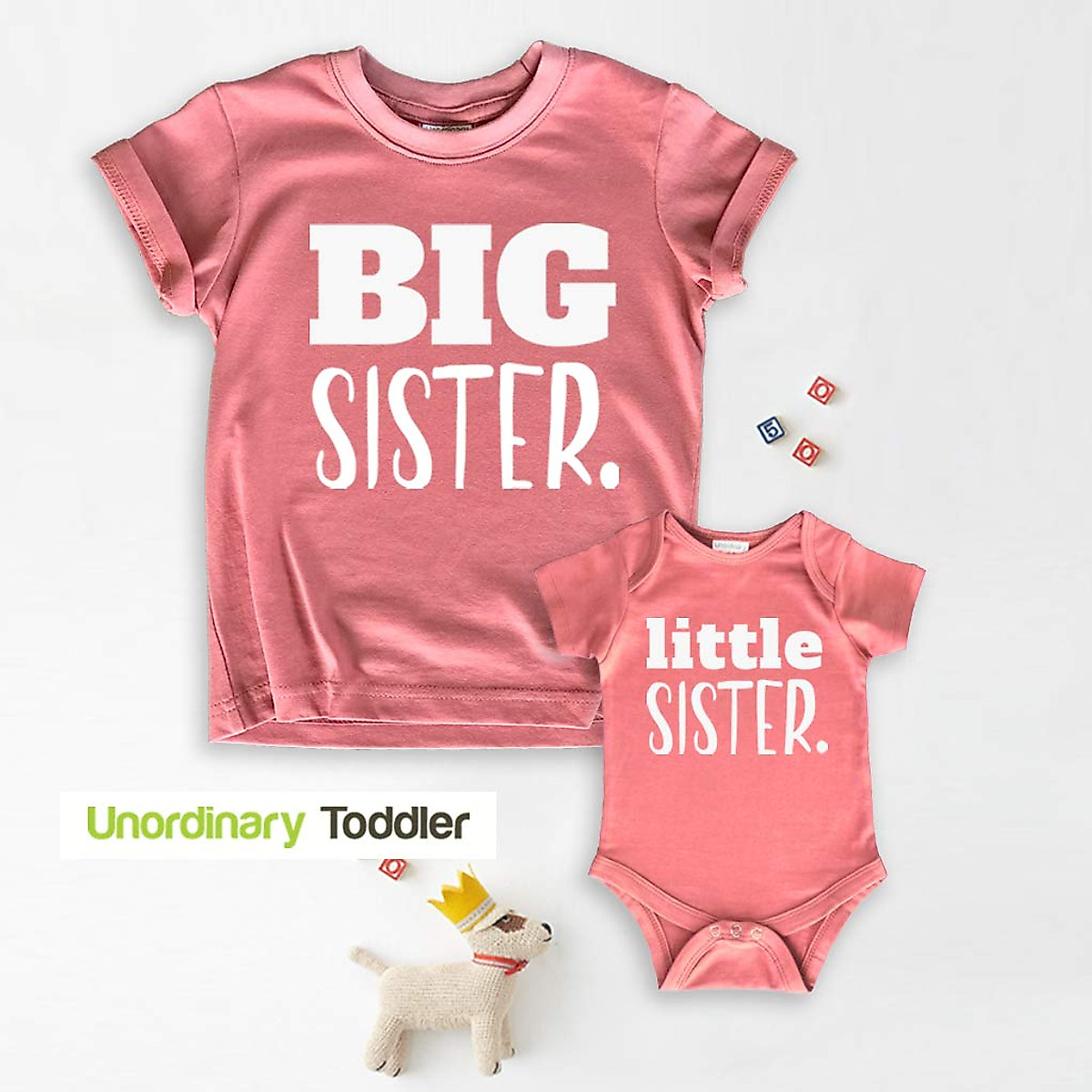 Unordinary Toddler Big Sister Little Sister Matching Outfits Shirt Gifts Girls Newborn Baby Set (Mauve, Kid (3Y) / Baby (1-3M))