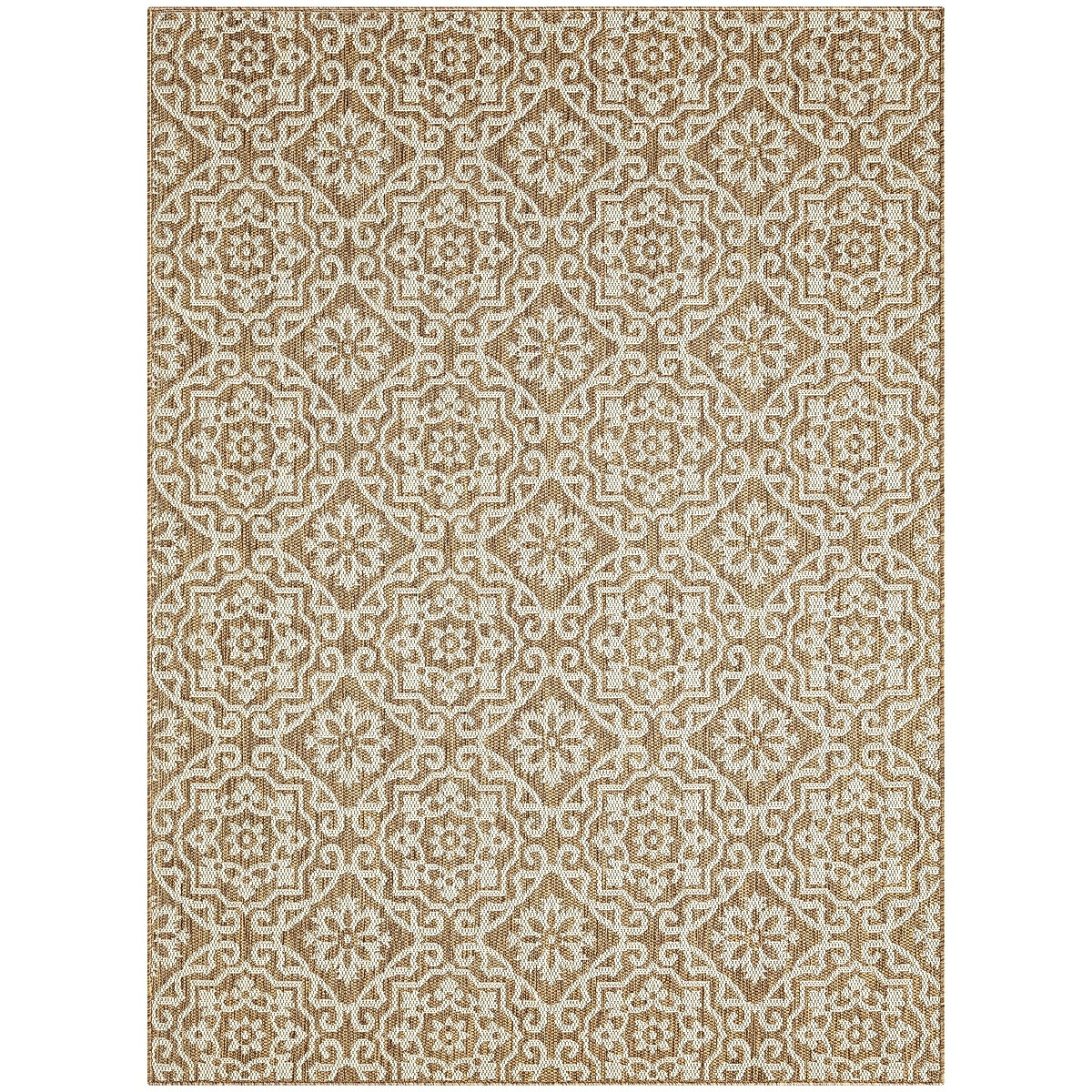 Nicole Miller New York Patio Country Danica Transitional Geometric Indoor/Outdoor Area Rug, Brown/Beige, 5'2"x7'2"