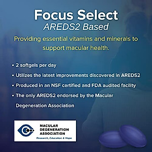 Focus Select® AREDS2 Based Eye Vitamin-Mineral Supplement - AREDS2 Based Supplement for Eyes (60 ct. 30 Day Supply) - AREDS2 Based Low Zinc Formula - Eye Vision Supplement and Vitamin