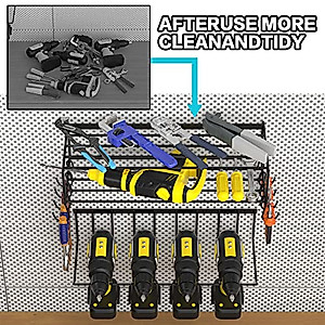 Power Tool Organizer Holder Wall Mounted Tool Storage,Wall Mount Tool Organizers and Storage Rack for Garage Organization,Garage Wall Organizer with Shelf