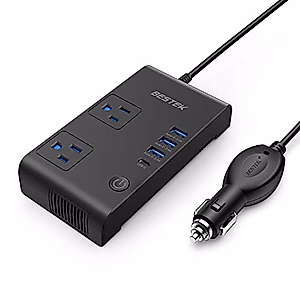 BESTEK 200W Power Inverter, DC 12V to AC 110V Car Inverter with Total 7.8A 4 USB Ports Multi-Protection Car Charger Adapter, ETL Listed(Black)