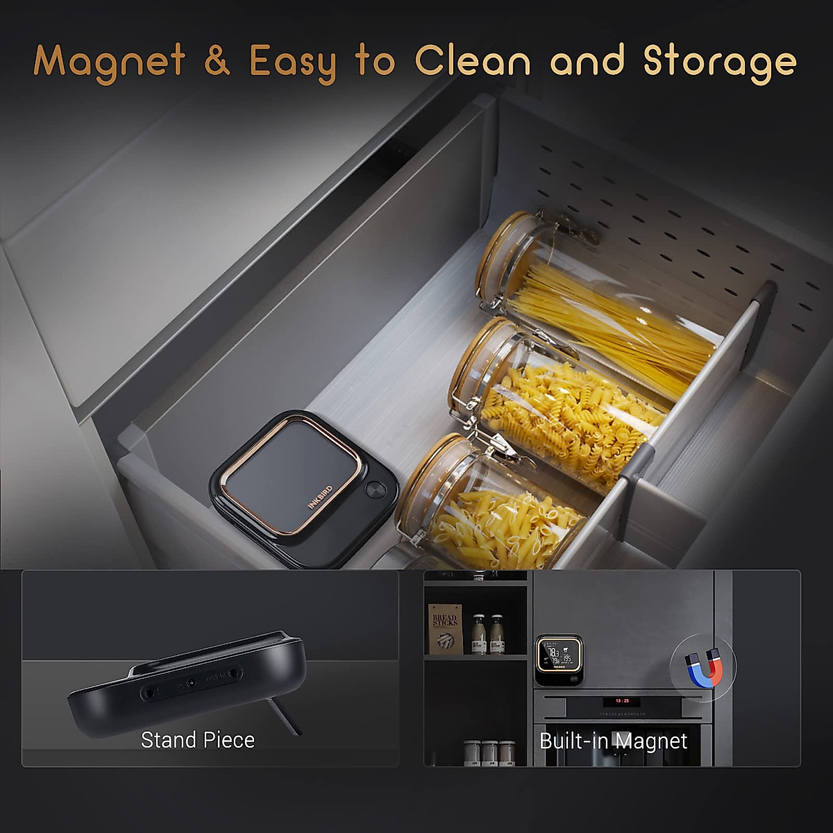 Inkbird Grill Bluetooth BBQ Thermometer Wireless IBT-6XS, 6 Probes Digital Smoker Grill Thermometer for Cooking,150ft Bluetooth Meat Thermometer, Magnet, Timer, Alarm for Kitchen, Food (Red)