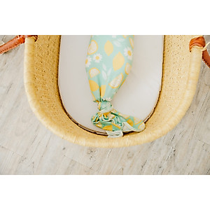 Copper Pearl Baby Gown - Knotted Newborn Sleepers for Baby Boy and Girl, Soft Stretchy Long Sleeve Infant Gowns with Bottom Tie and Hand Mittens, Perfect Hospital Coming Home Outfit (Lemon)