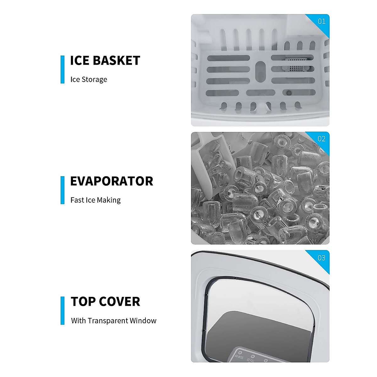 KUPPET Ice Maker Machine for Countertop, Portable Ice Cube Makers, Make 26 lbs ice in 24 hrs,Ice Cube Rready in 6-8 Mins with Ice Scoop and Basket for Home/Office/Bar (Black)