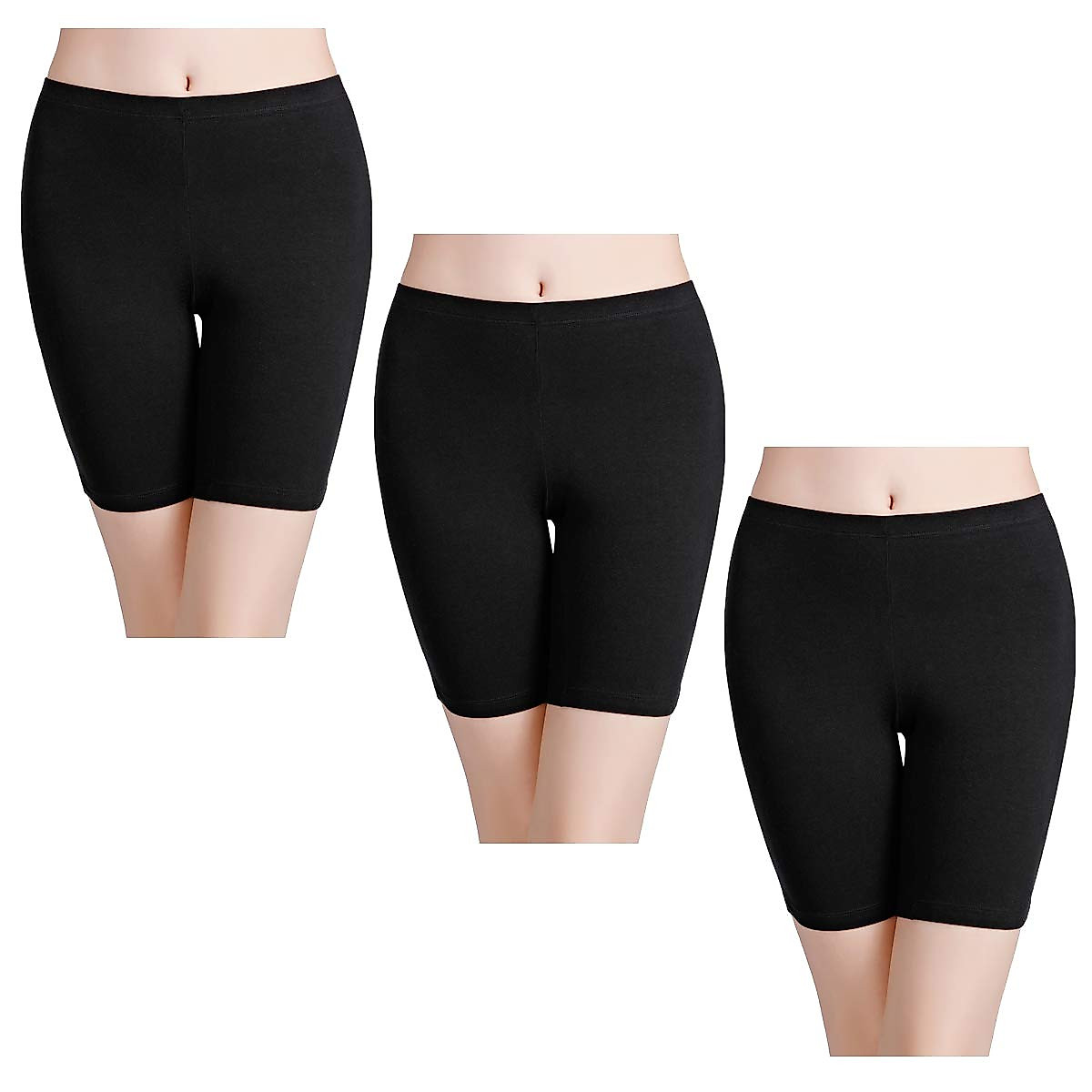 wirarpa Women's Cotton Boy Shorts Underwear Anti Chafing Soft Biker Short Long Leggings Under Shorts Black 3 Pack Large