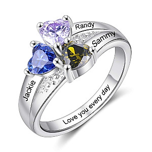 Jewelstruck Mothers Day Gifts from Daughter Personalized Mothers Name Rings with 3 Birthstones for Mom Grandma Anniversary Family Rings for Grandmother Mom Women Birthday (9)