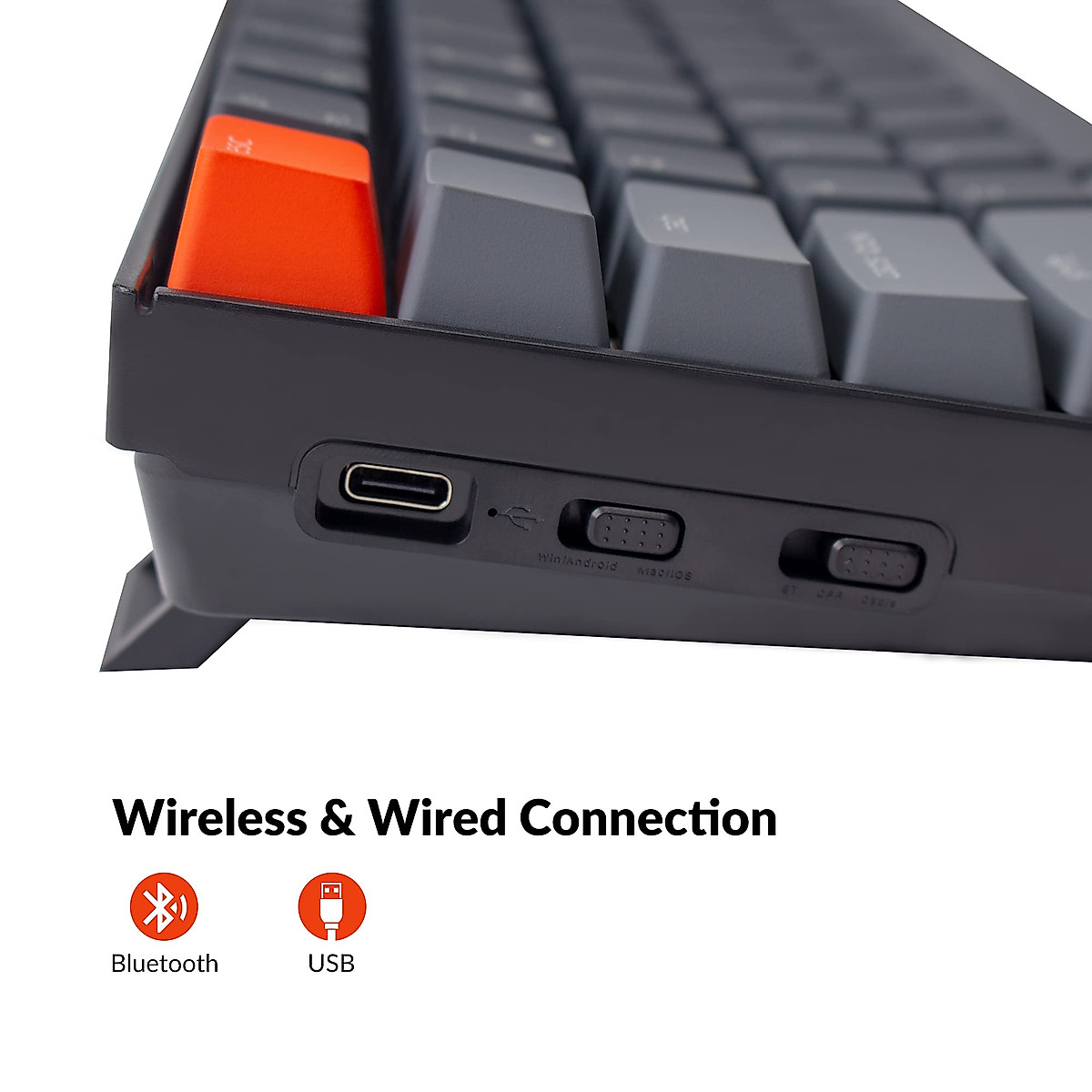 Keychron K2 Wireless Bluetooth 5.1/Wired USB Mechanical Keyboard for Mac Layout, Compact 84 Keys Computer Keyboard Gateron G Pro Blue Switch White LED Backlight N-Key Rollover for Windows-Version 2