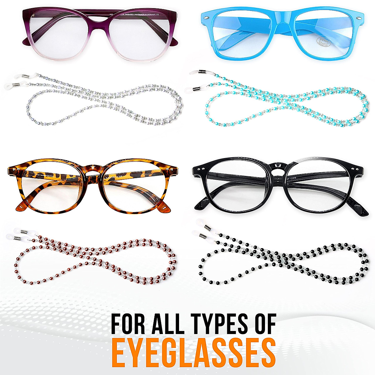 SIGONNA Eye Glasses String Holder - Premium Beaded Eyeglass Holders Around Neck - Eyeglass Chain Cord for Women