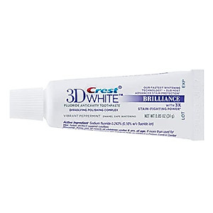 Crest 3D White Brilliance Toothpaste, Vibrant Peppermint, Travel Size, 0.85 oz (24g) - Pack of 12