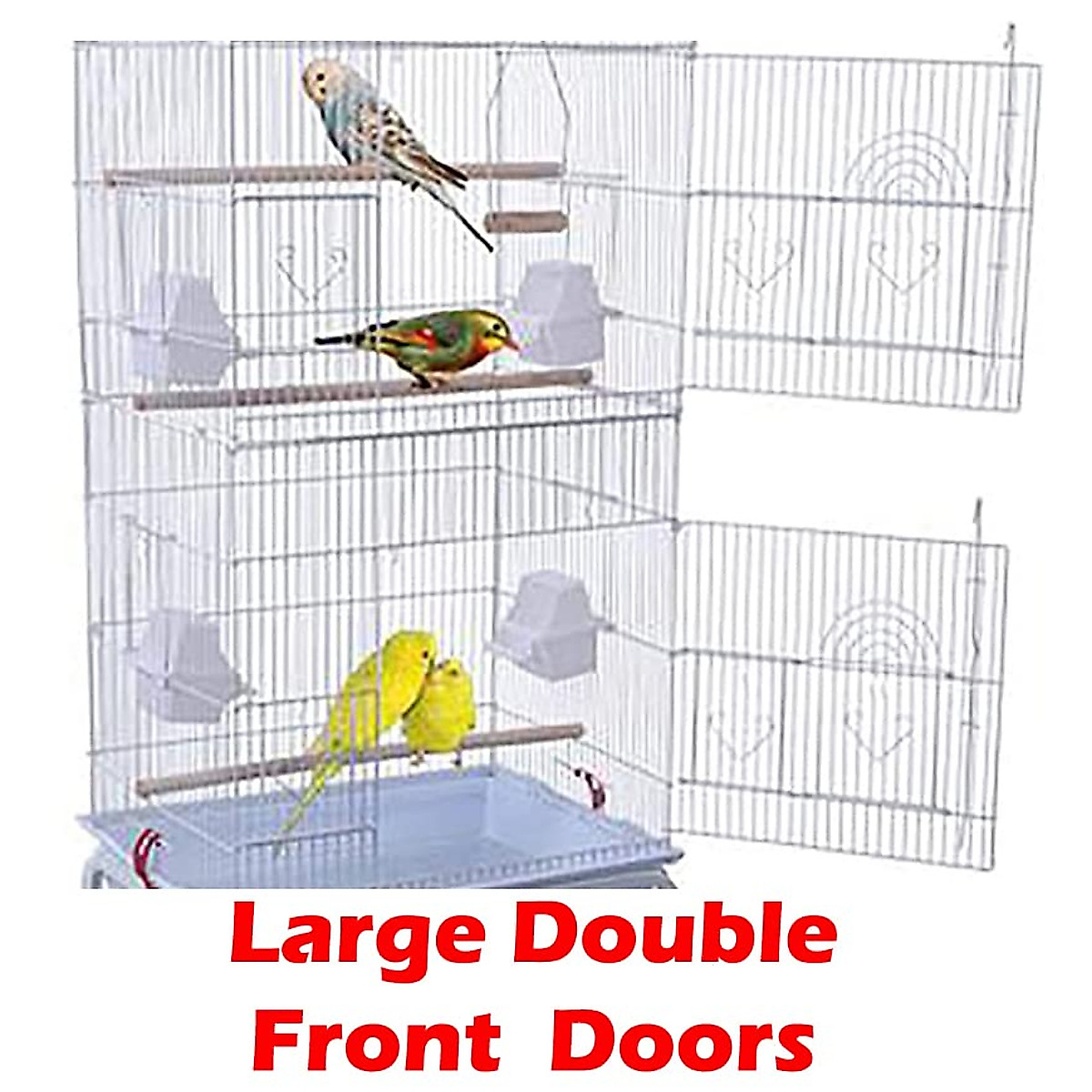 Large Roof Top Canary Parakeet Cockatiel Lovebird Finch Roof Top Bird Cage with Stand -18"x14"x62" *White*
