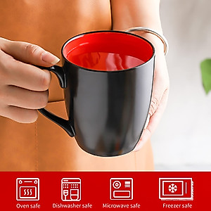 superyes Black Mugs-Sets of 6 for Coffee Cappuccino Latte Cups Set 16OZ(500ml) Red/Yellow/Blue/Green/Orange/Black Inside