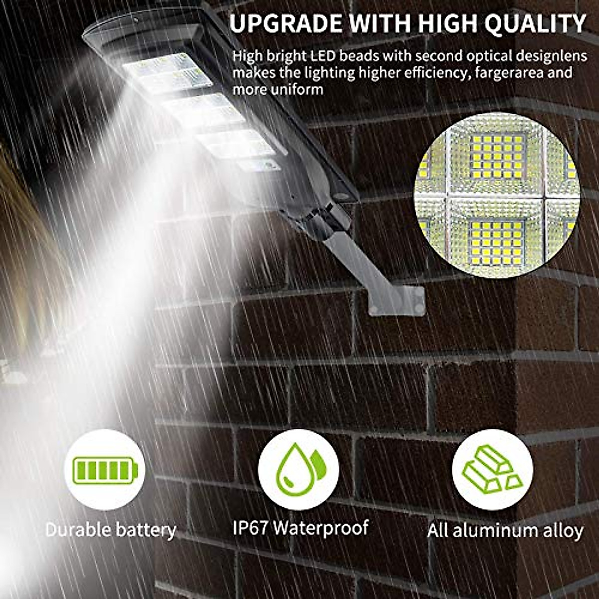 Saanpaan Solar Street Lights Outdoor, Solar Powered Street Lamp Dusk to Dawn with Motion Sensor, Solar Flood Light for Parking Lot,Garden,Street,Front Door