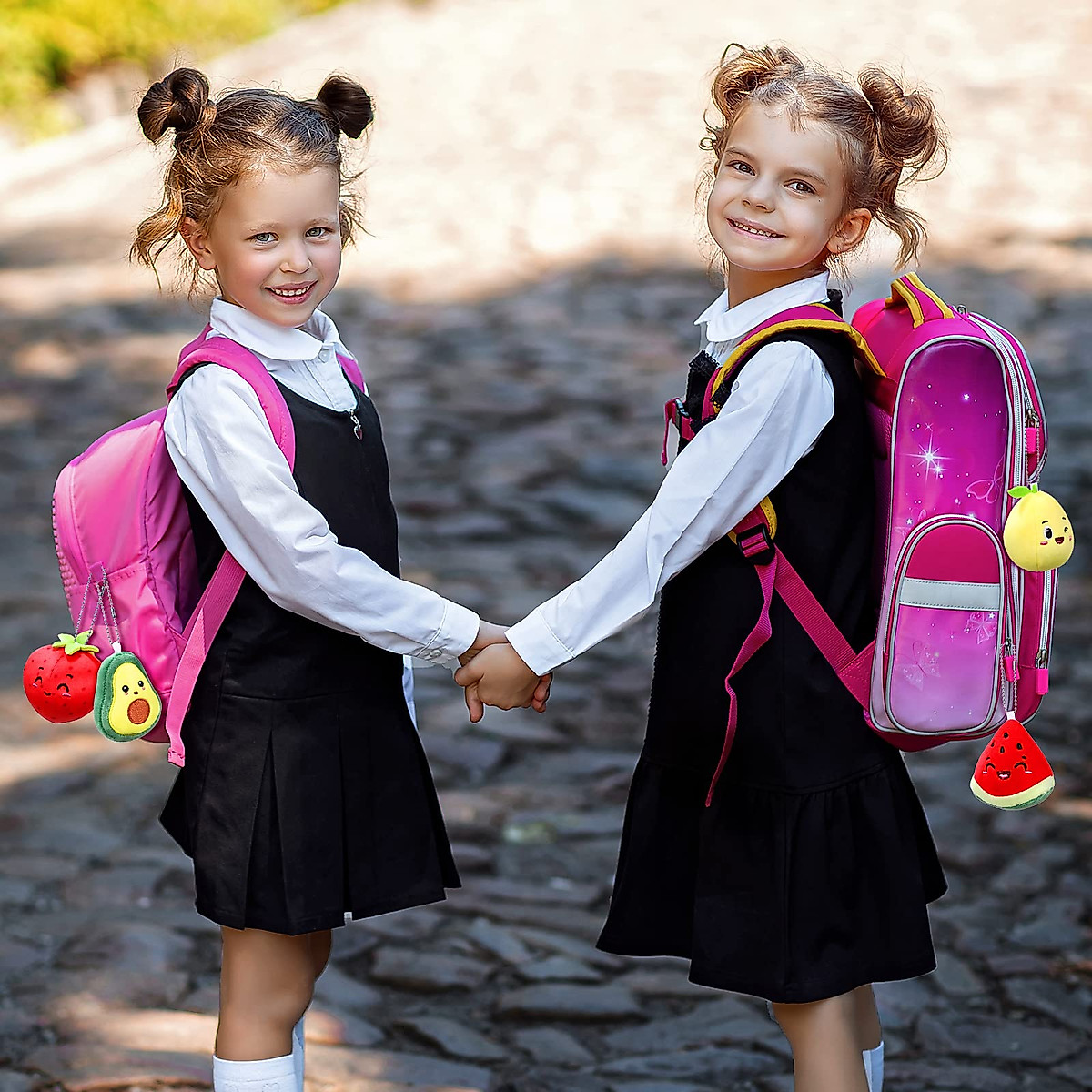 Aoriher 6 Pcs Fruit Plush Toys Colorful Cute Stuffed Mini Avocado Strawberry Orange Handbag Backpack Keychains Sensory Gifts for Christmas Party Favors Classroom Reward Exchange Gifts, 3.15 Inches