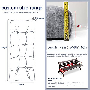 ROFIELTY Bench Cushion 42x16 inch, Patio Furniture Cushions, Indoor/Outdoor Anti-Slip Tufted Swing Seat Cushion, Bench Cushion for Multi-Scene use. (42x16x4 inch, Light Gray)