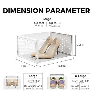 Pinkpum Shoe Storage Boxes, Shoe Organizer for Closet Clear, Shoe Boxes Clear Plastic Stackable, Folable Storage Bins with Lids,12 Pack