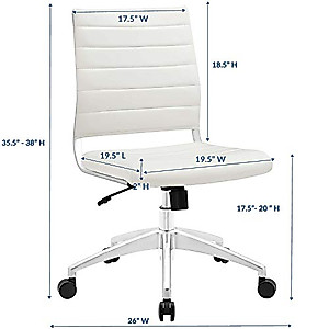 Modway Jive Ribbed Armless Mid Back Swivel Conference Chair In White